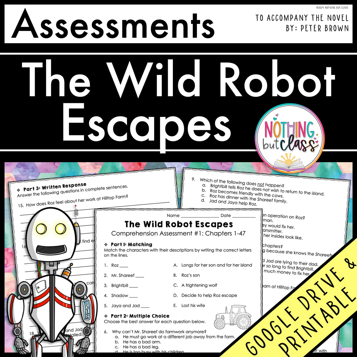 The Wild Robot Escapes - Tests | Quizzes | Assessments – Nothing but Class
