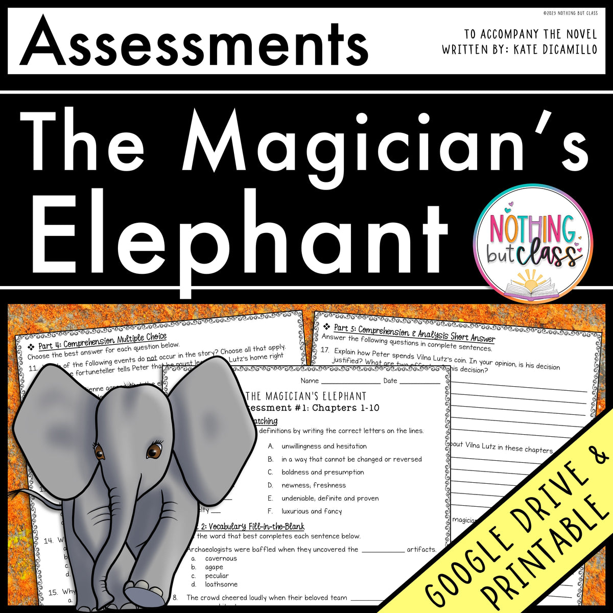 The Magician's Elephant - Tests | Quizzes | Assessments – Nothing but Class