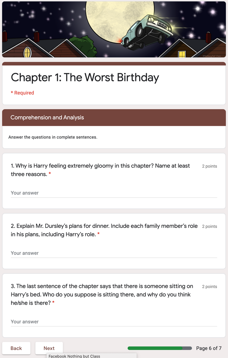 Harry Potter and the Chamber of Secrets | Google Forms Edition | Novel ...
