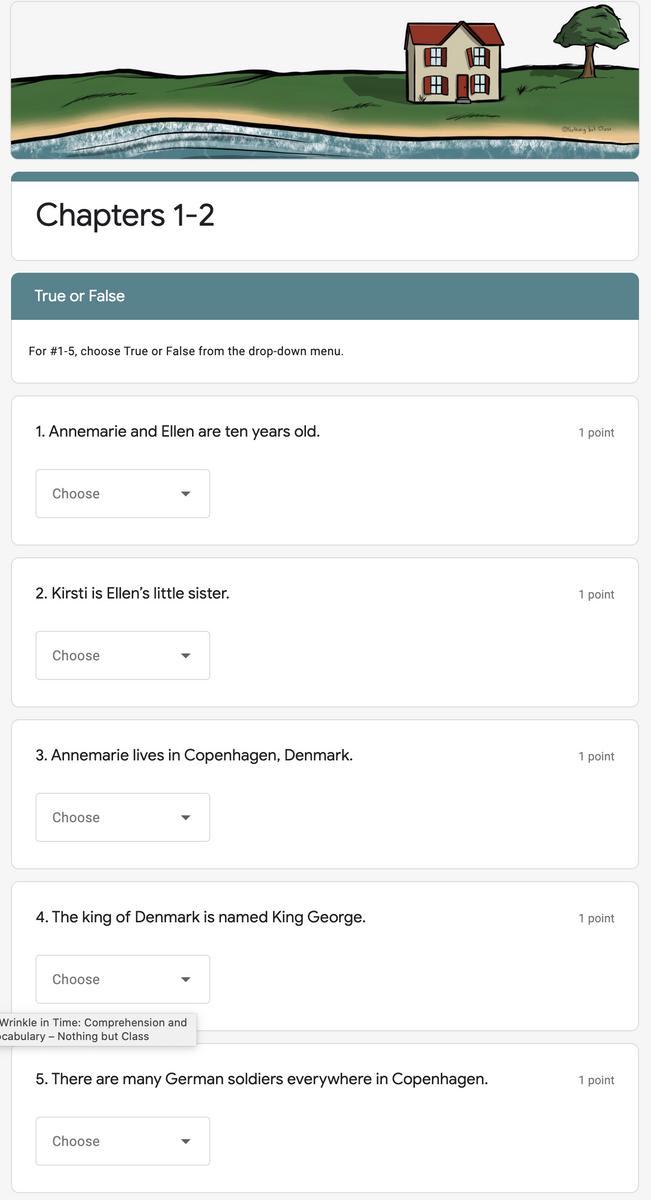Number the Stars | Google Forms Edition | Novel Study – Nothing but Class