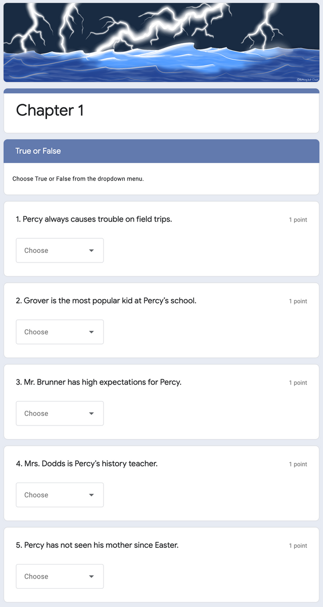 The Lightning Thief | Google Forms Edition | Novel Study – Nothing but ...