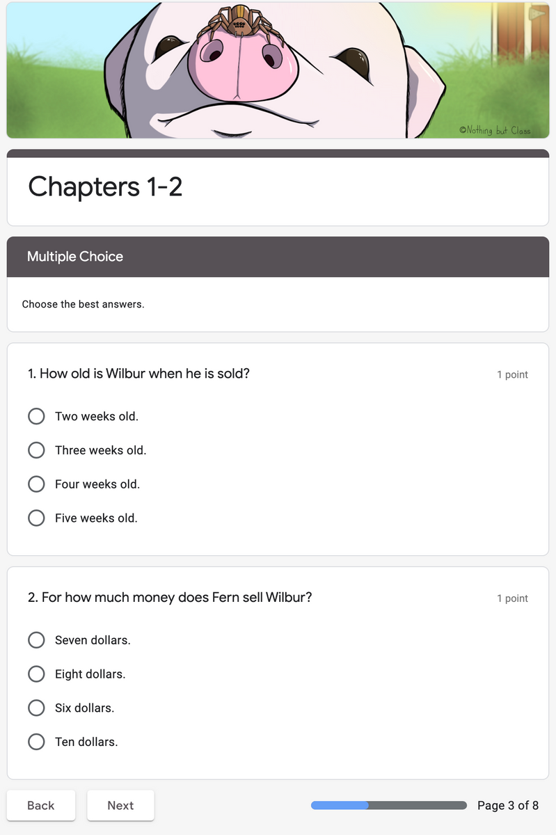 Charlotte's Web | Google Forms Edition | Novel Study – Nothing but Class