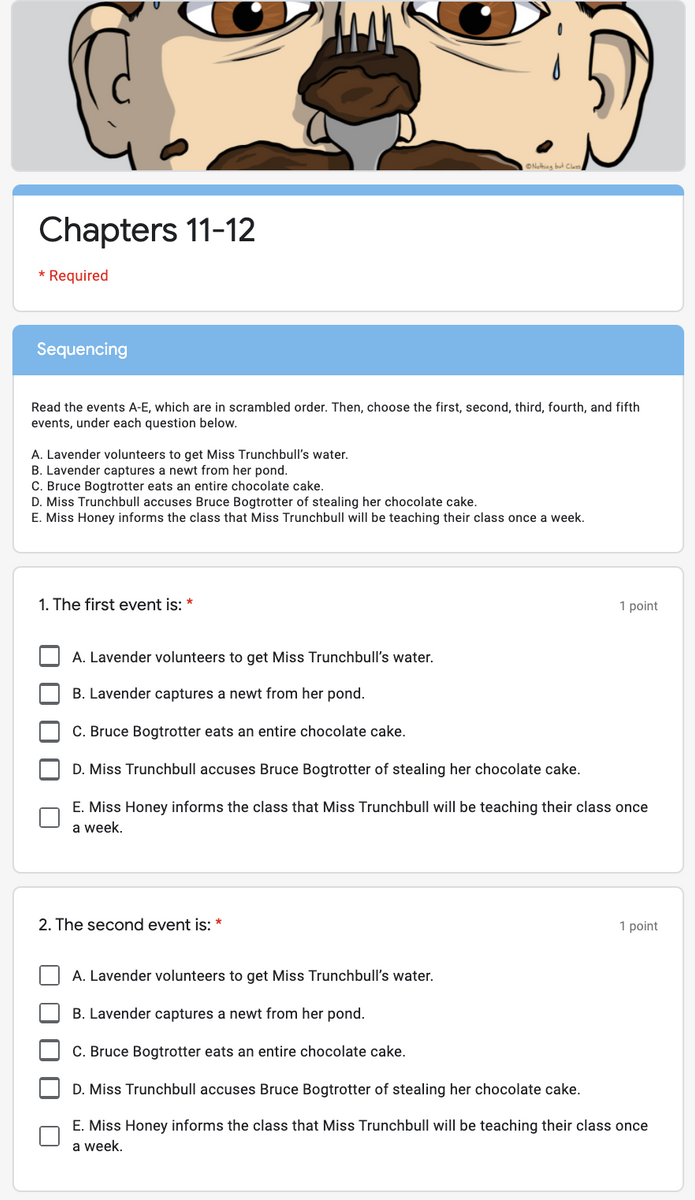 Matilda | Google Forms Edition | Novel Study – Nothing but Class