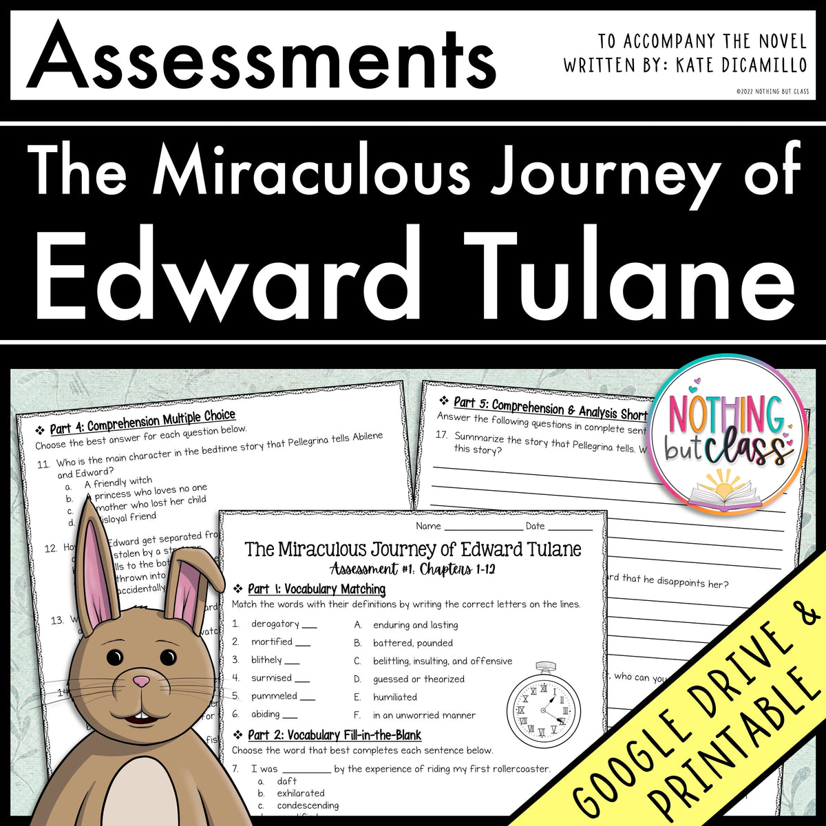 The Miraculous Journey of Edward Tulane | Tests, Quizzes, Assessments ...