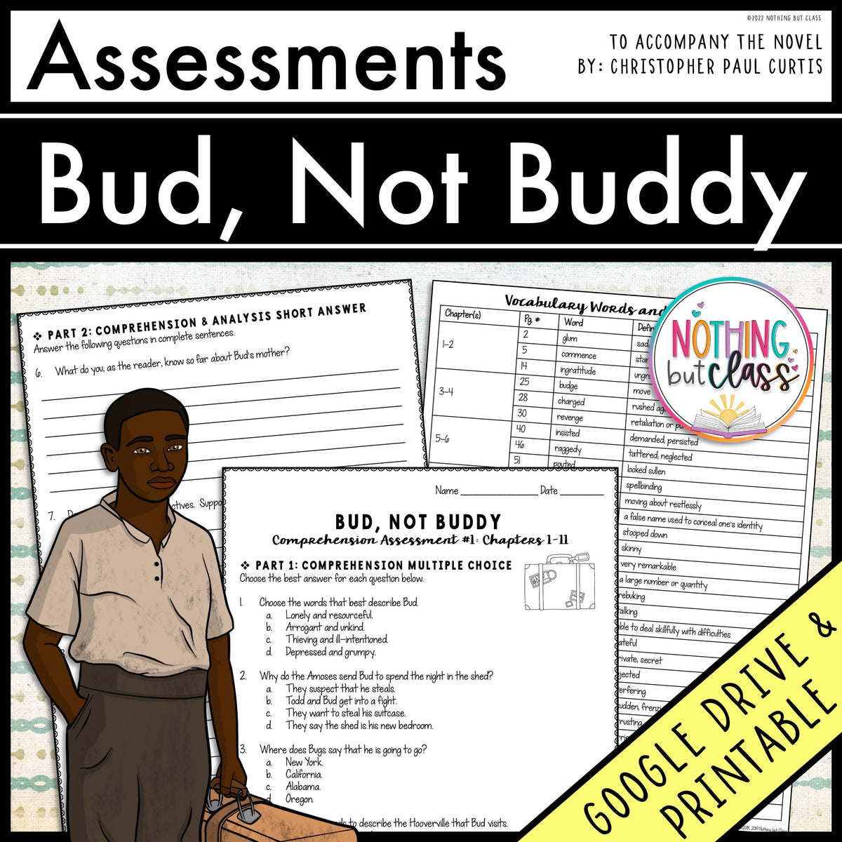 Bud, Not Buddy - Tests | Quizzes | Assessments – Nothing but Class