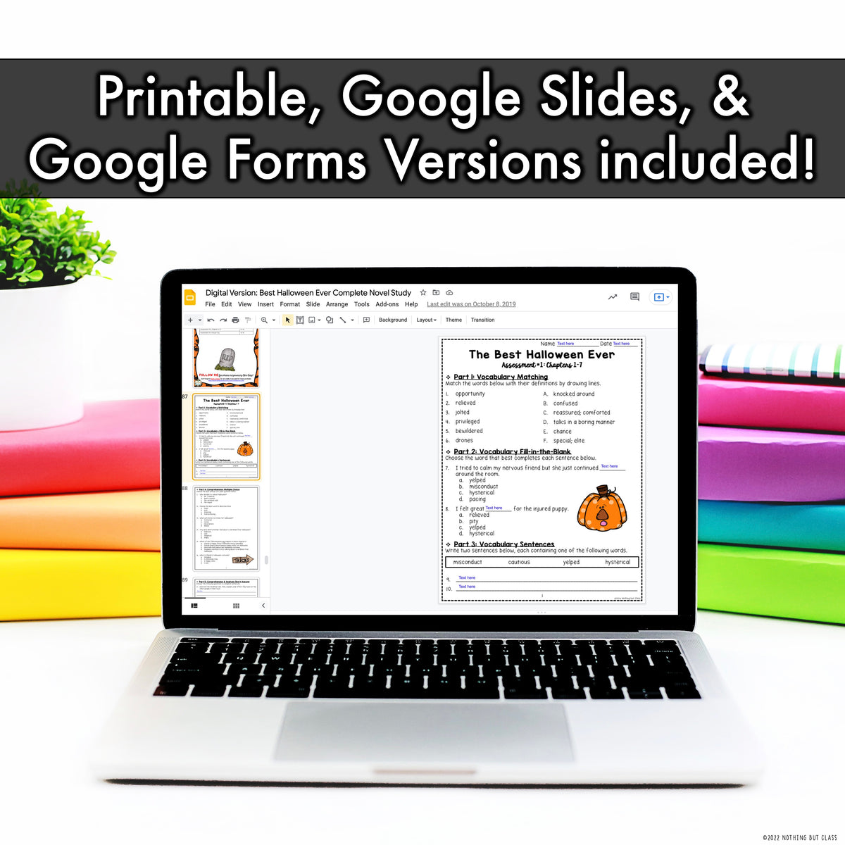 The Best Halloween Ever - Tests | Quizzes | Assessments – Nothing but Class