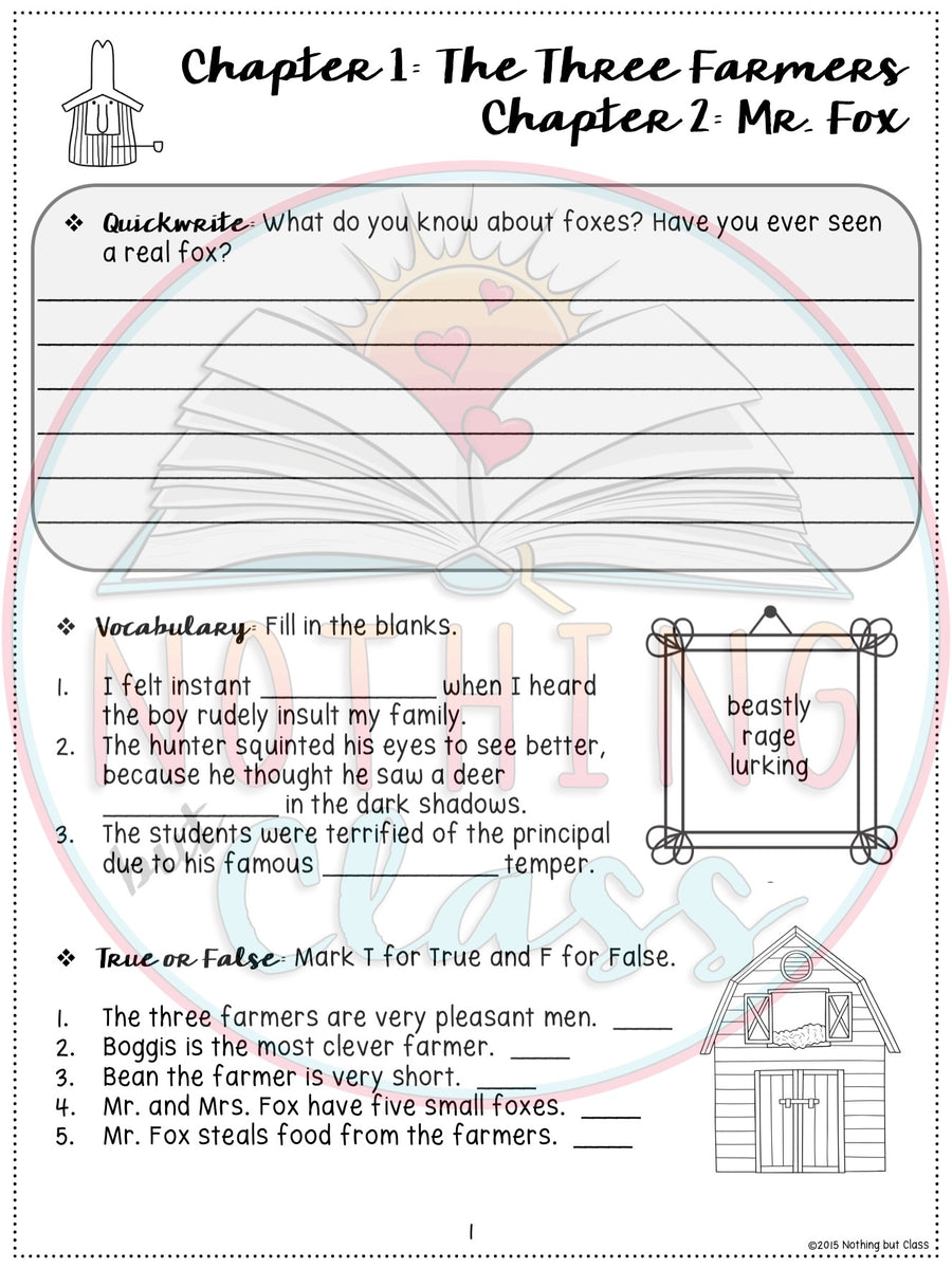 Fantastic Mr. Fox | Comprehension and Vocabulary – Nothing but Class