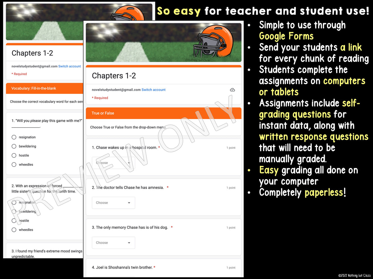 Restart | Google Forms Edition | Novel Study – Nothing but Class