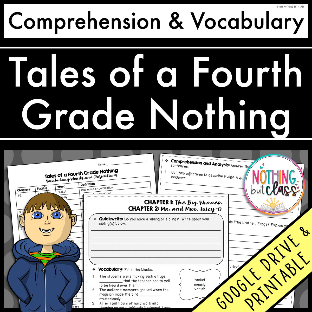 Tales of a Fourth Grade Nothing | Comprehension and Vocabulary ...