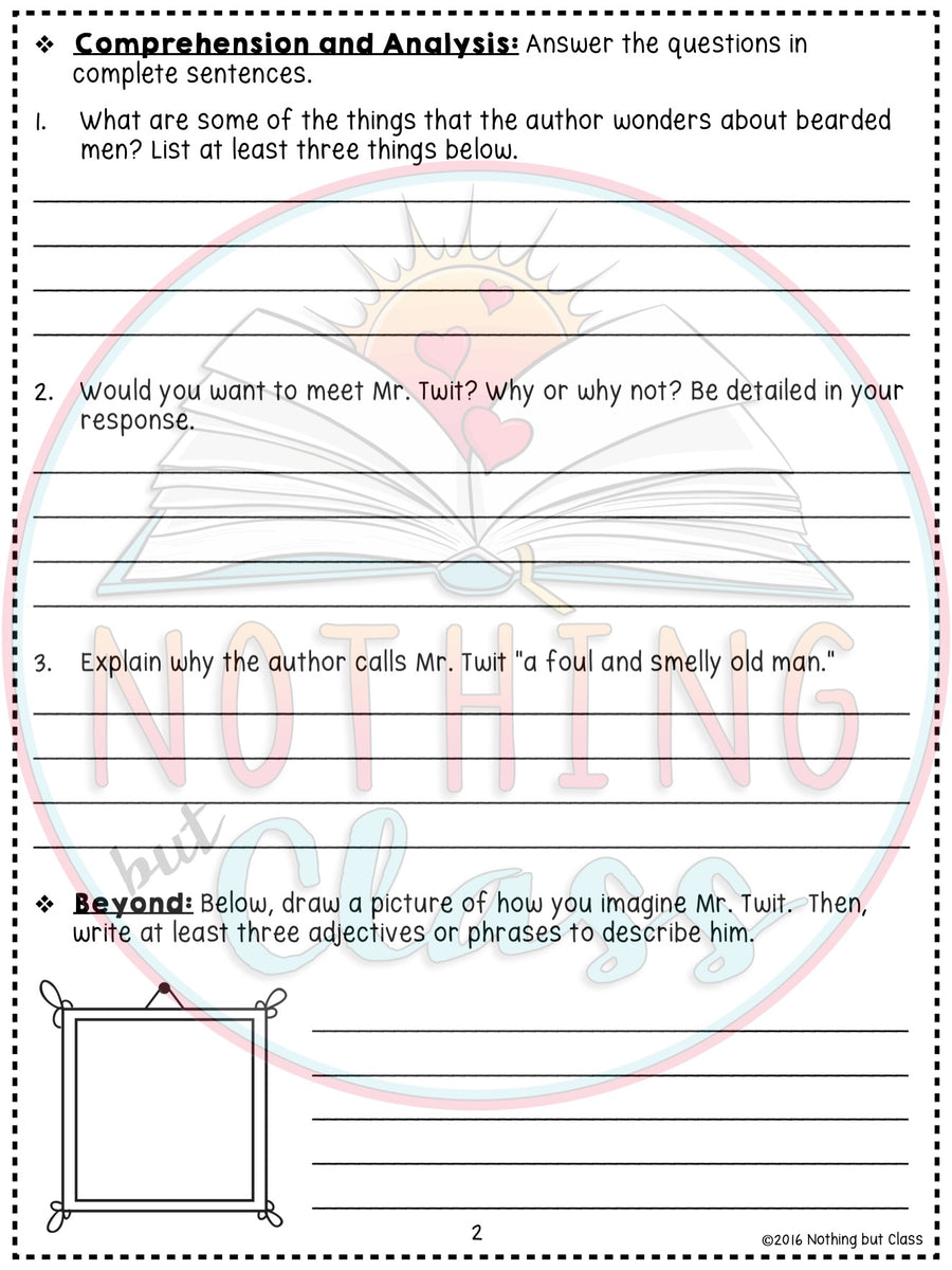 The Twits | Comprehension and Vocabulary – Nothing but Class