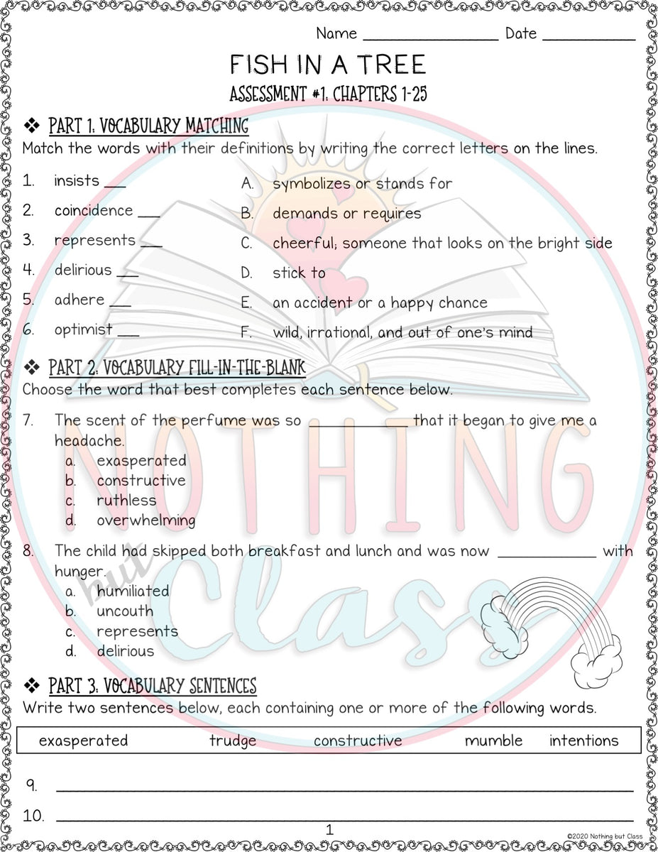 Fish in a Tree - Tests | Quizzes | Assessments – Nothing but Class
