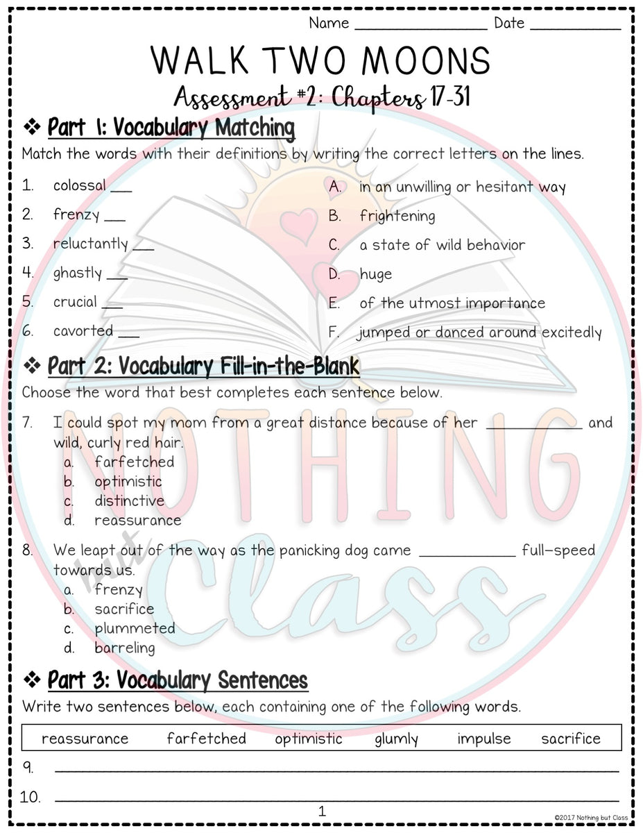 Walk Two Moons - Tests | Quizzes | Assessments – Nothing but Class