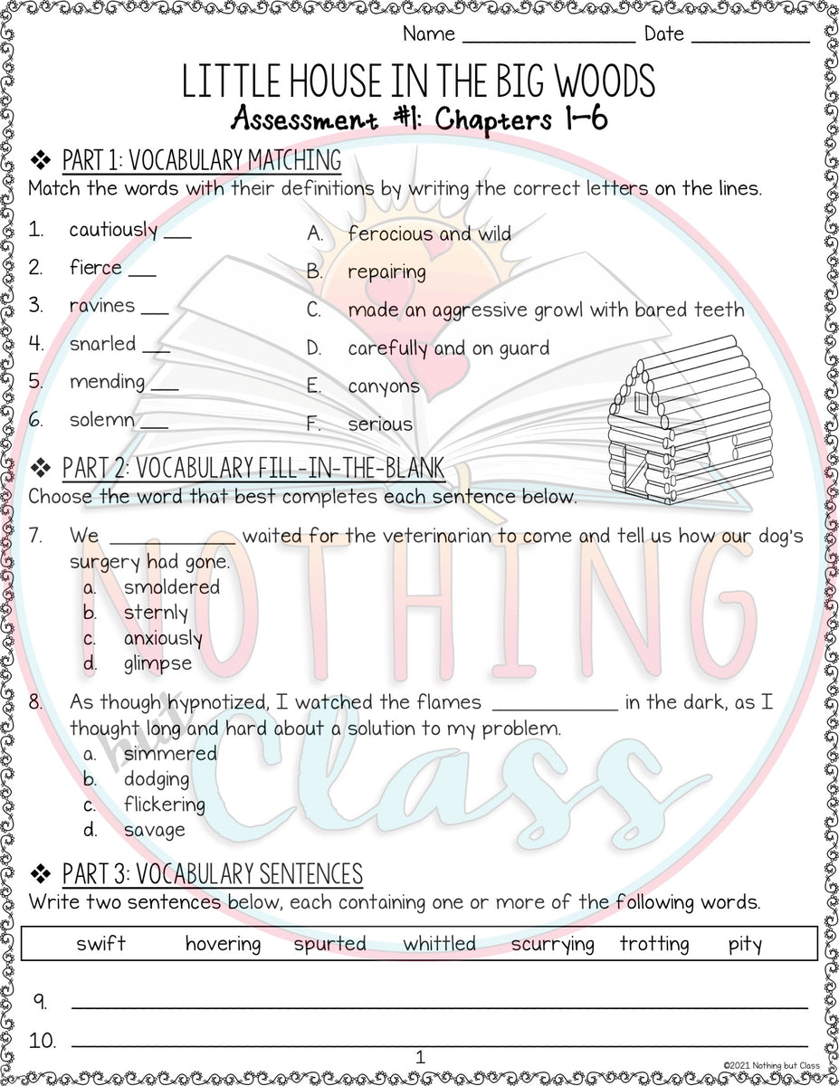 Little House in the Big Woods - Tests | Quizzes | Assessments – Nothing ...