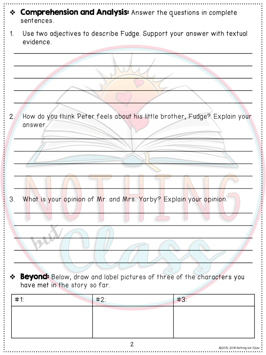 Tales of a Fourth Grade Nothing | Comprehension and Vocabulary ...