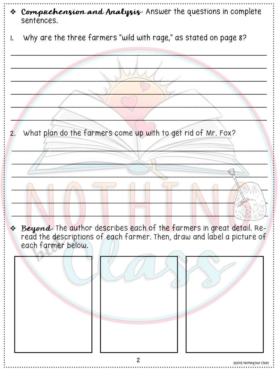 Fantastic Mr. Fox Novel Study Unit – Nothing but Class