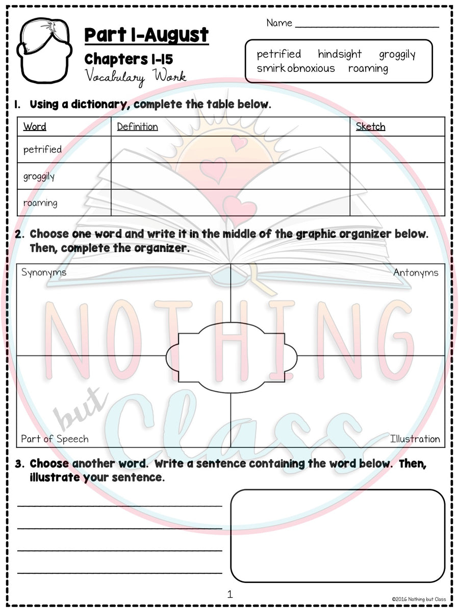 Wonder | Vocabulary Words with Activities – Nothing but Class