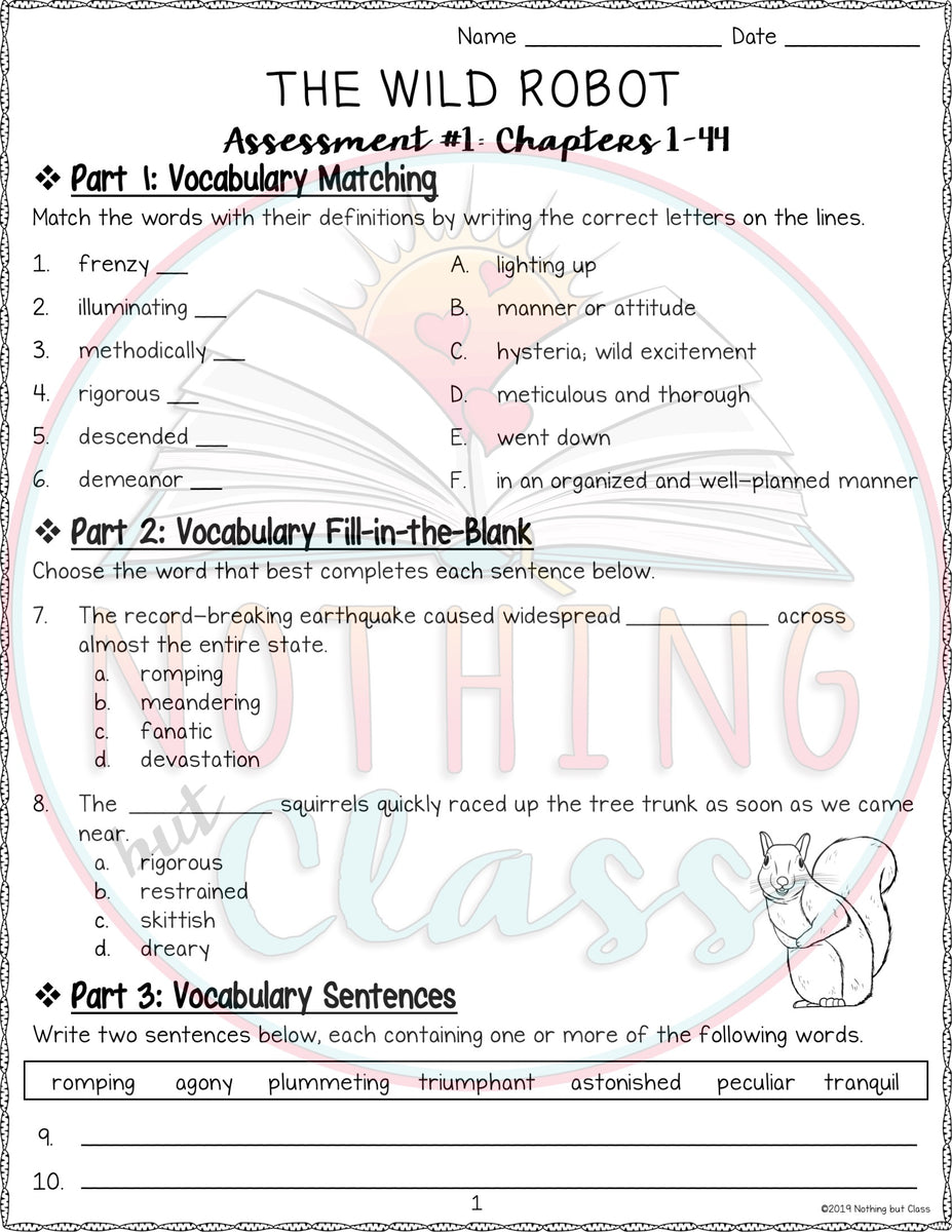 The Wild Robot - Tests | Quizzes | Assessments – Nothing but Class