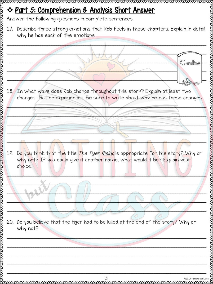 The Tiger Rising: Tests, Quizzes, Assessments – Nothing but Class