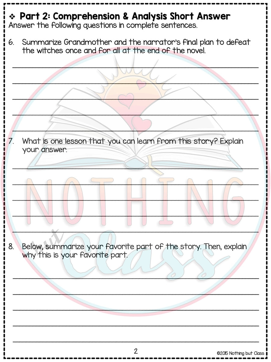 The Witches - Tests | Quizzes | Assessments – Nothing but Class