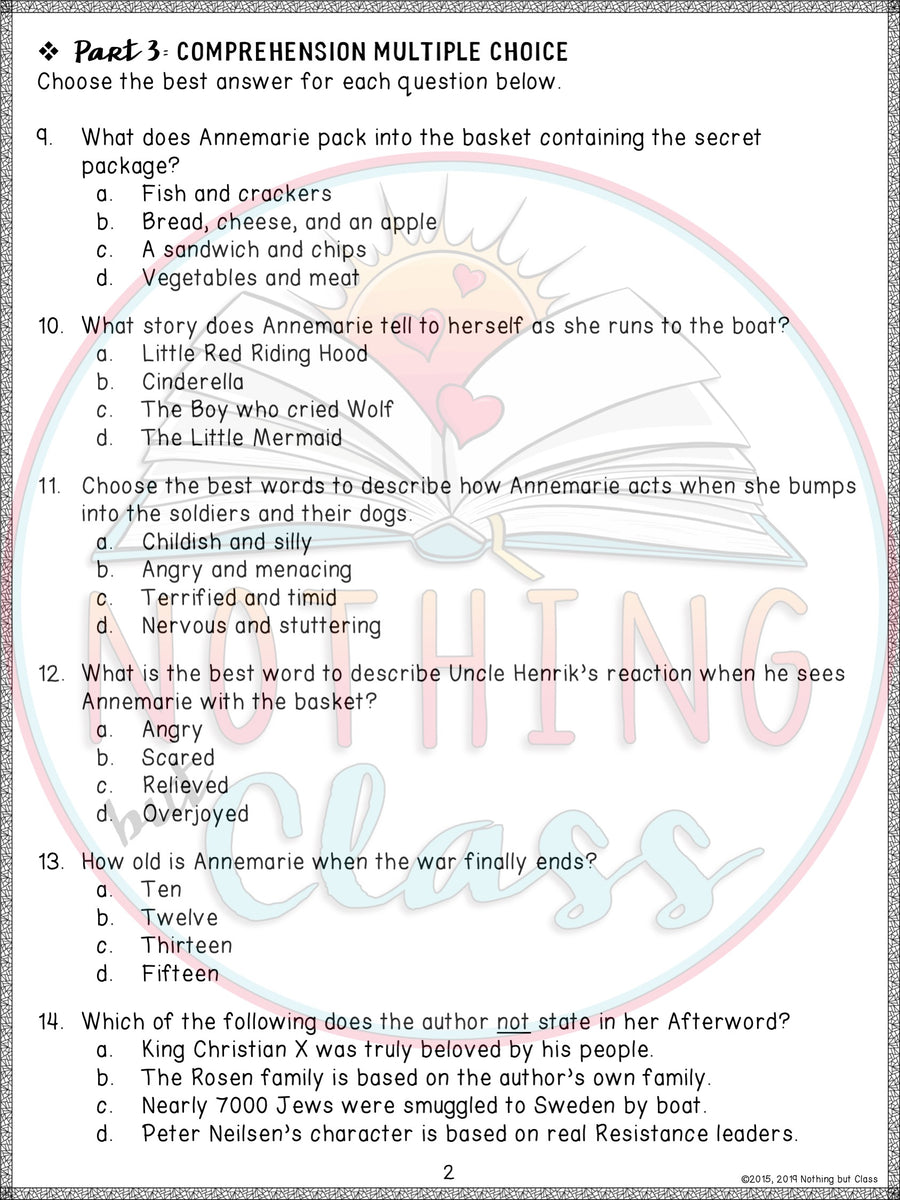 Number the Stars - Tests | Quizzes | Assessments – Nothing but Class