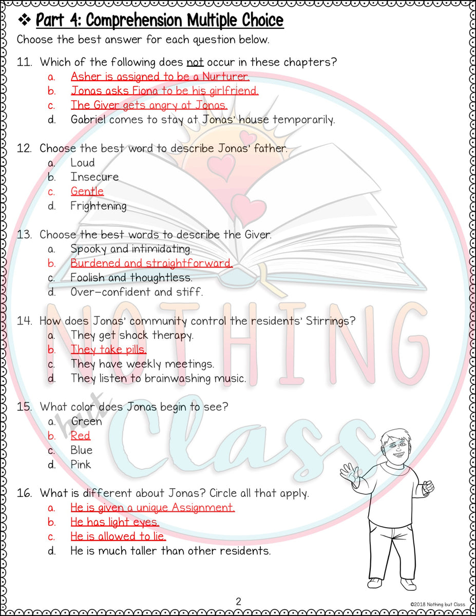 The Giver - Tests | Quizzes | Assessments – Nothing but Class