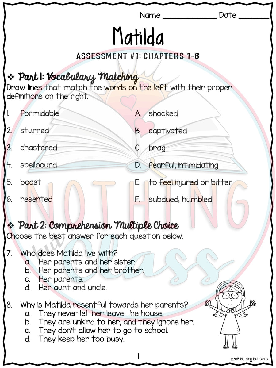 Matilda - Tests | Quizzes | Assessments – Nothing but Class