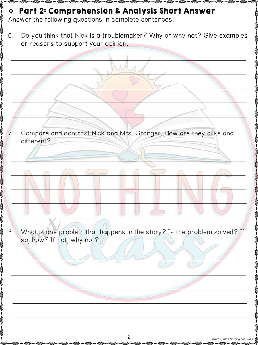 Frindle - Tests | Quizzes | Assessments – Nothing but Class