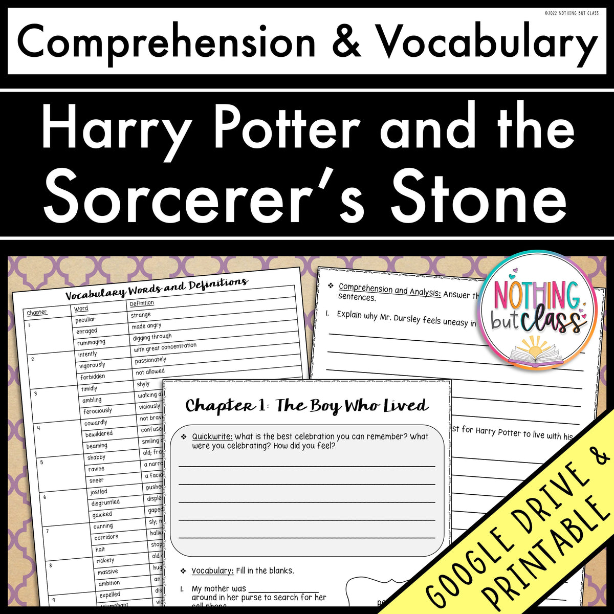 Harry Potter and the Sorcerer's Stone | Comprehension and Vocabulary ...