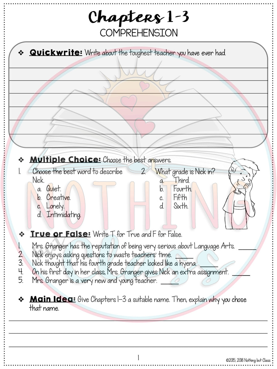 Frindle Complete Novel Study Unit – Nothing but Class